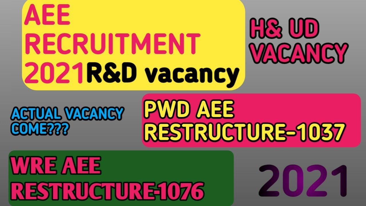 AEE RECRUITMENT 2021-2022/Aee vacancy list/PWD AEE /WRE AEE/R&D AEE/H ...