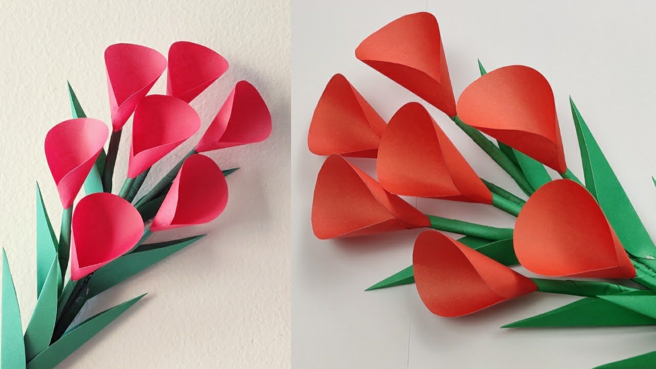 কাগজের ফুল বানানো/Easy and Beautiful Paper Flowers/Paper Craft/DIY Home ...