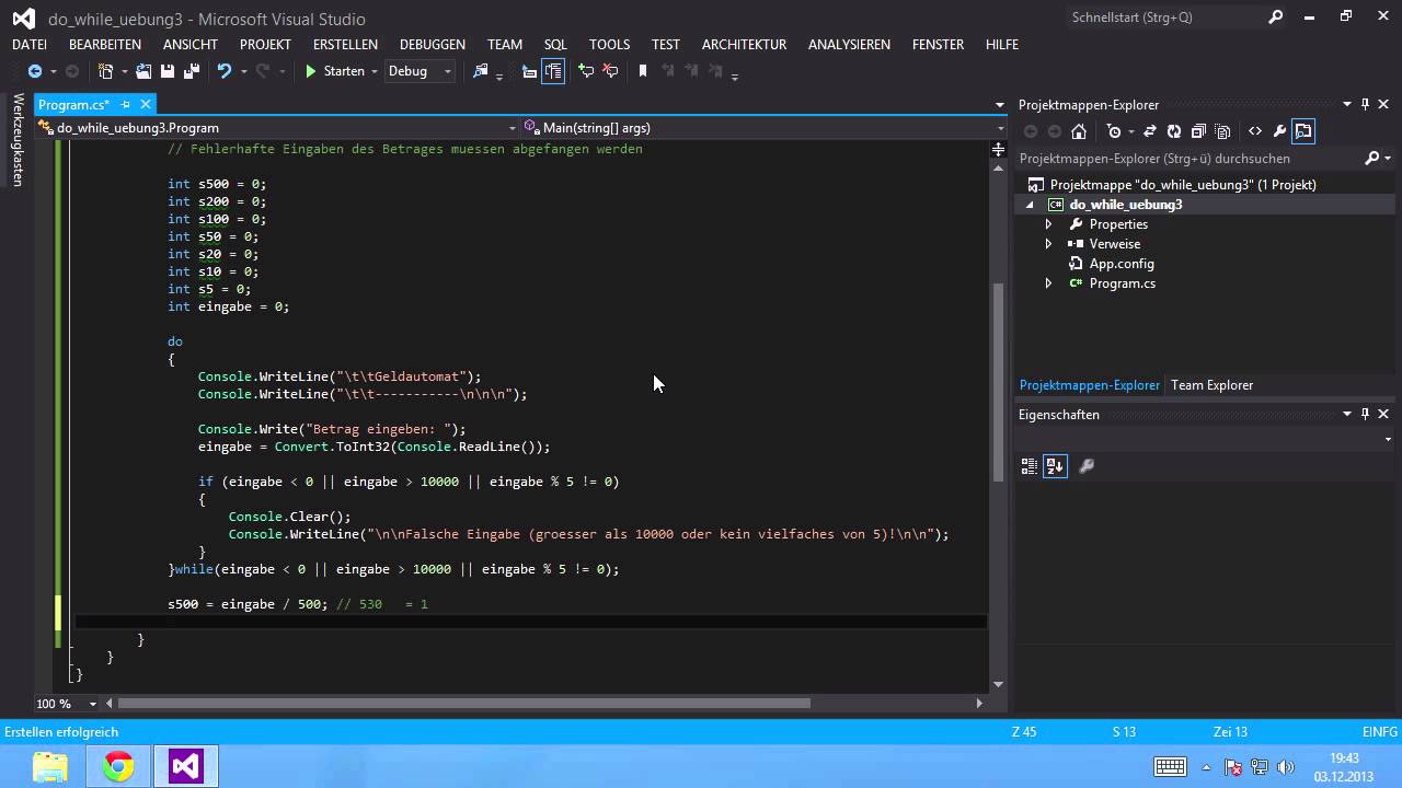 C# - Do-While: Geldautomat mit Geldausgabe | Übung 3 #4.3 [TuTCube ...