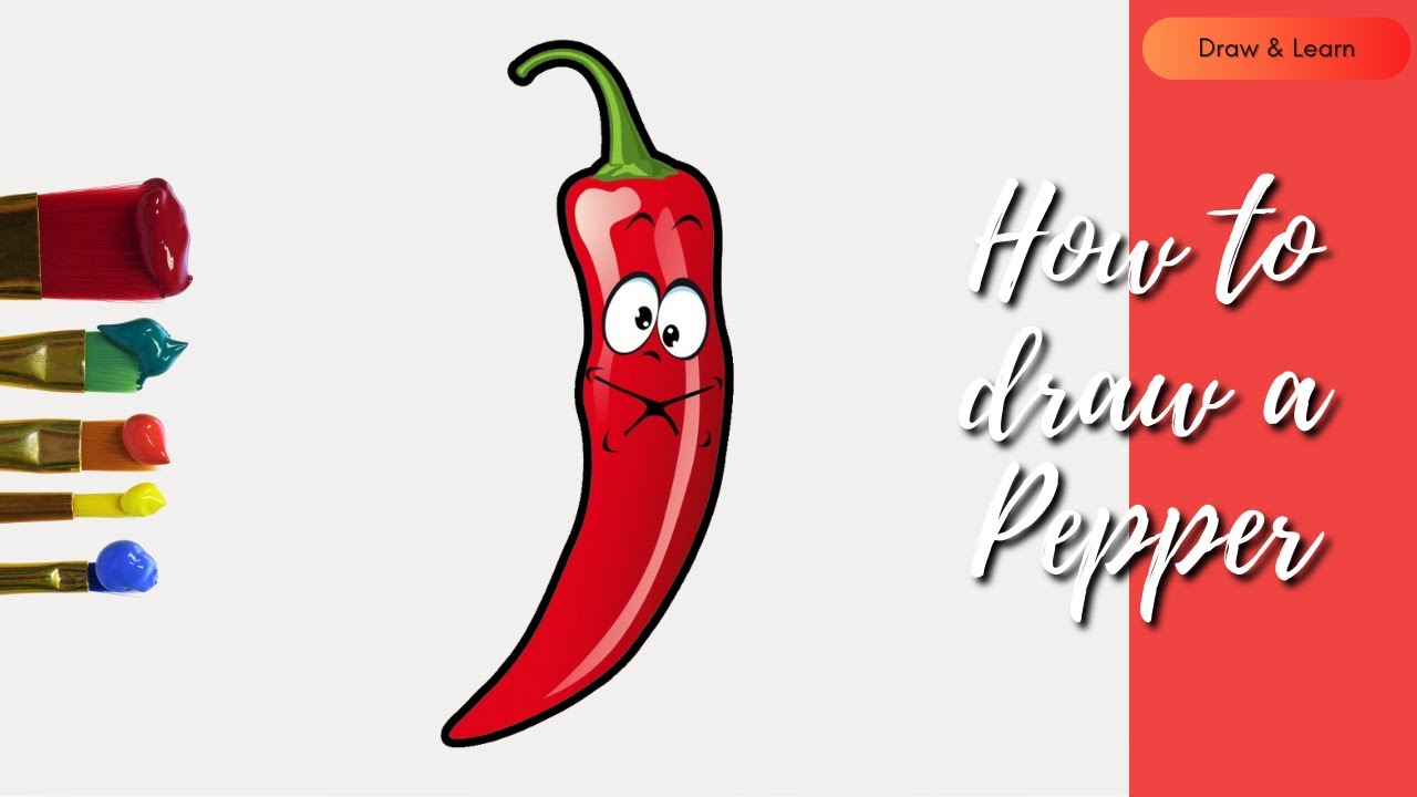 How to Draw a Pepper 🌶️ Fun kids drawing 🎨 - YouTube