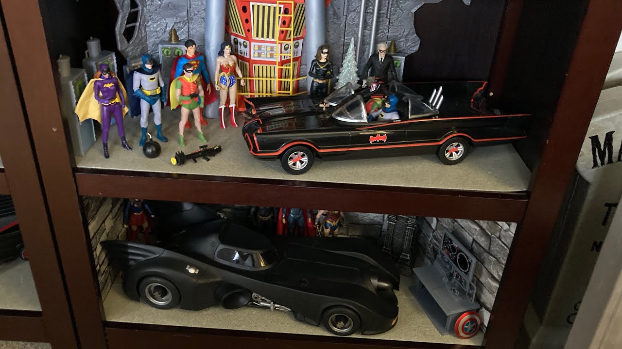 1/12 Scale Batcave Diorama Update 1966 and 1989 Batman Bookcase Display ...