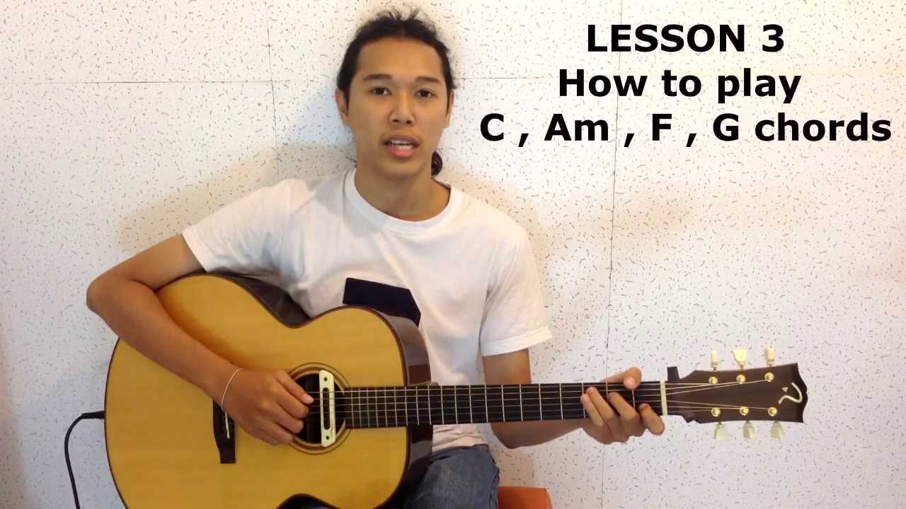 สอนเล่นกีต้าร์โปร่ง ep 3 สอนจับ คอร์ด C Am F G โดย ครูลิฟ - YouTube