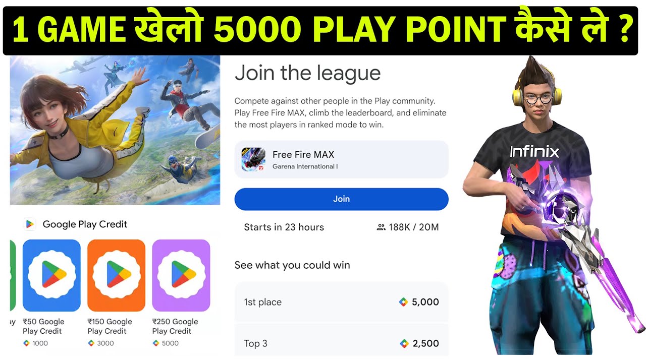Free Fire खेलके Google PLAY POINT कैसे ले | Join The League Play Store ...