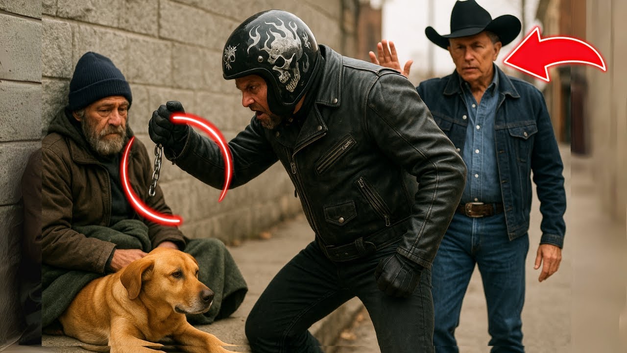 Biker mistreats homeless man's dog, but didn’t know George Strait was ...