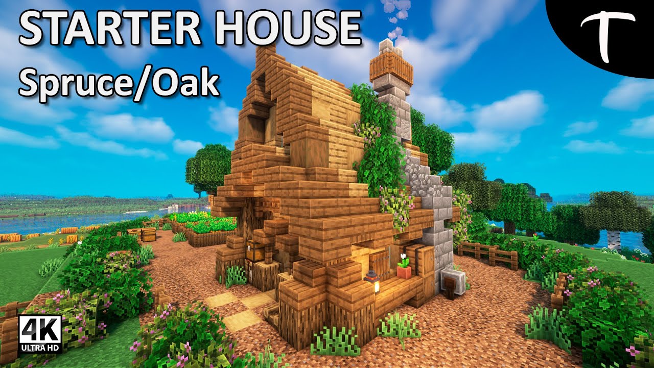 Minecraft Wooden Starter House Tutorial [How to Build] (inspired by ...