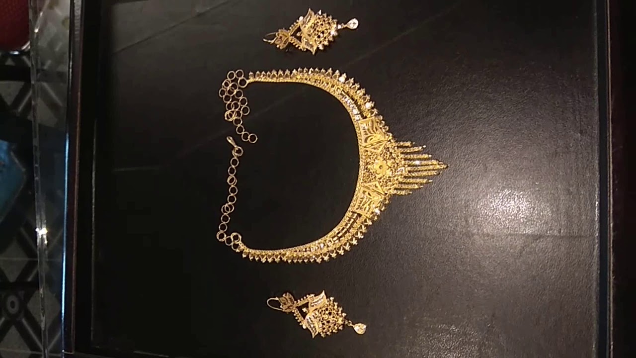 New design gold necklace set with earrings | wedding jewellery set @JJ ...