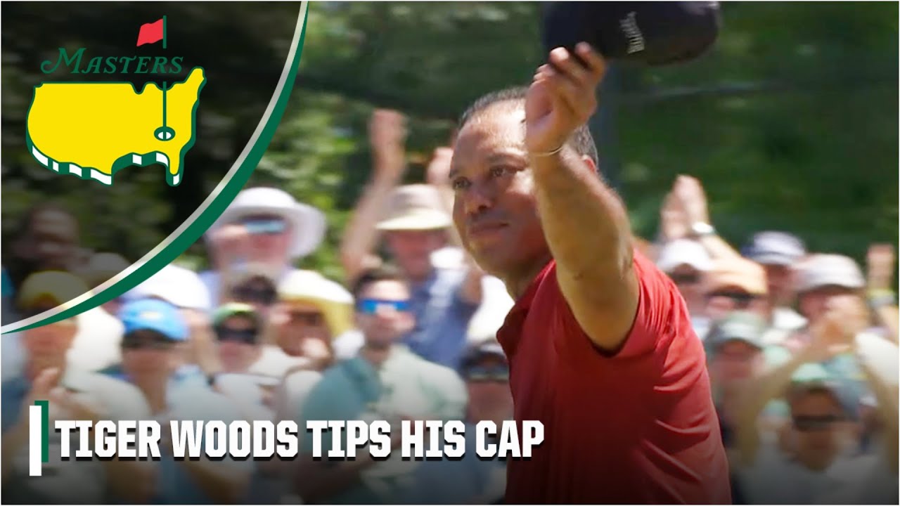 Tiger tips his hat to the patrons after walking off Hole 18 | 2024 ...