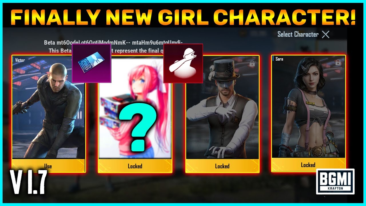 Finally Girl Special Character In Bgmi/PubgM 1.7 || Special Power ...