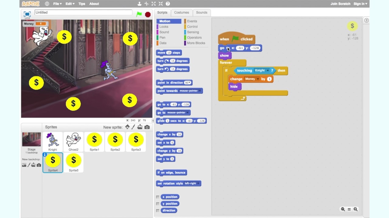 How to make our "Knight collects the coins in the castle" game - YouTube