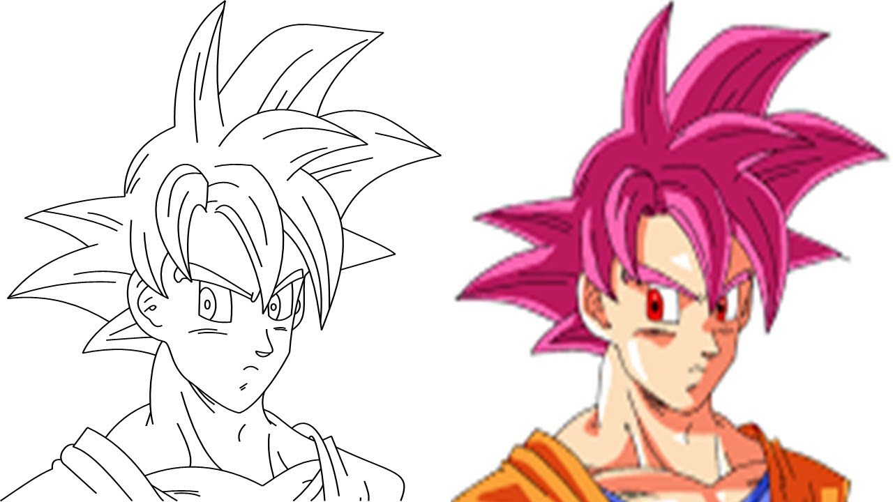 How to draw Goku Super Sayian God From Dragon ball z - Step by Step ...
