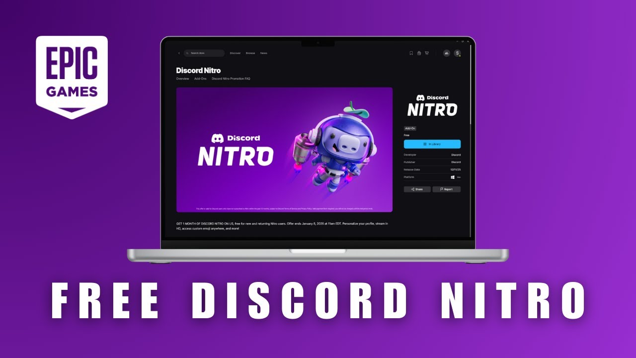 FREE NITRO?! - How to Get 1 Month of Discord Nitro FREE on Epic Games ...