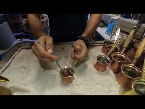 Boiling KURDISH Coffee using sand - Kurdish Coffee - Slemani Street Food