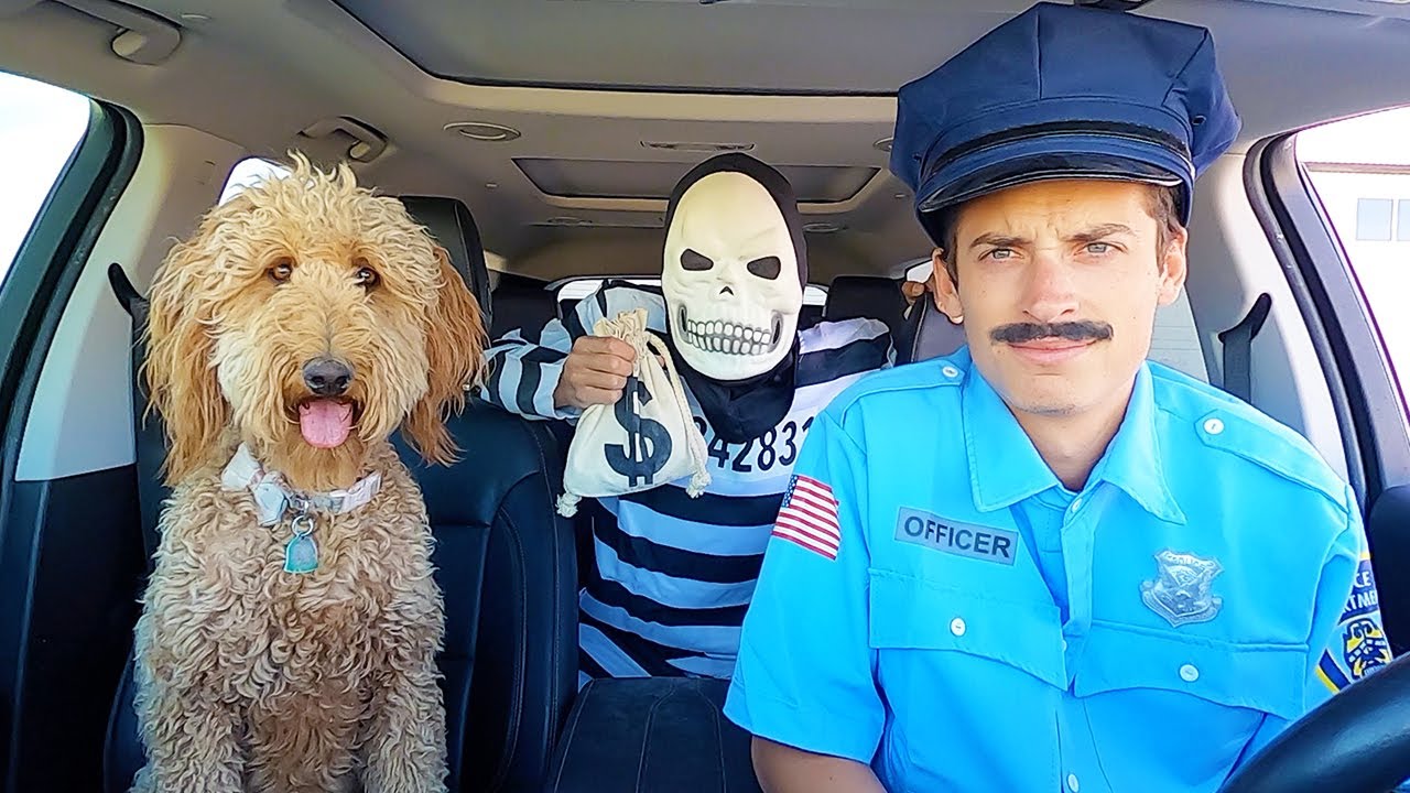 Police Surprises Skeleton & Puppy with Car Ride Chase! - YouTube