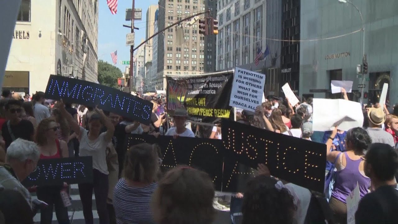 Protest Held outside Trump Tower after Announcement of Immigration ...