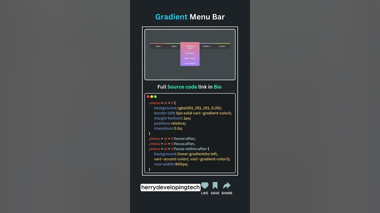 🌈 Gradient Menu Bar 2025 Style! 💻 | Trendy Navigation Design in 60 Seconds||#shorts #short #web3 ...
