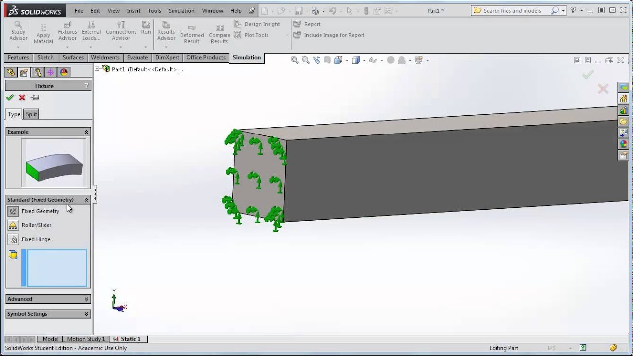 Run FEA of a cantilevered beam using SolidWorks - YouTube