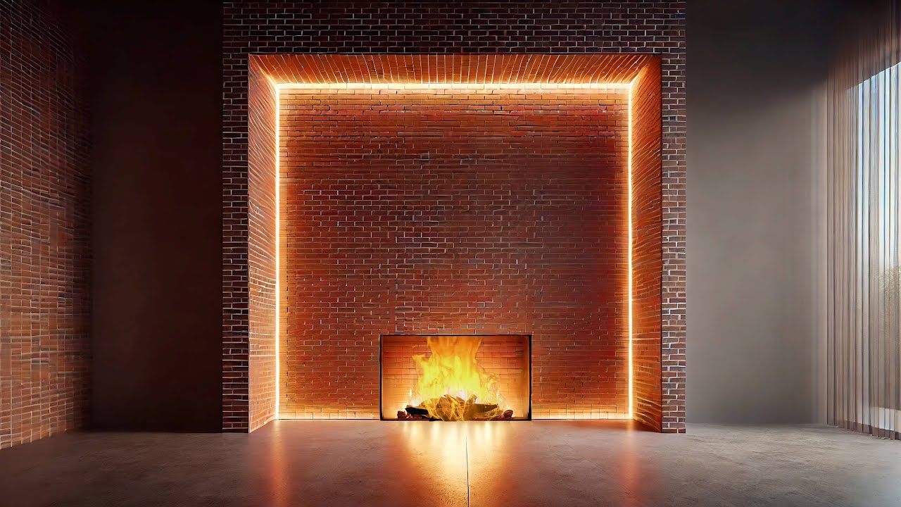 Modern Brick Fireplace with Ambient Glow | Relaxing 8K HDR ASMR - YouTube