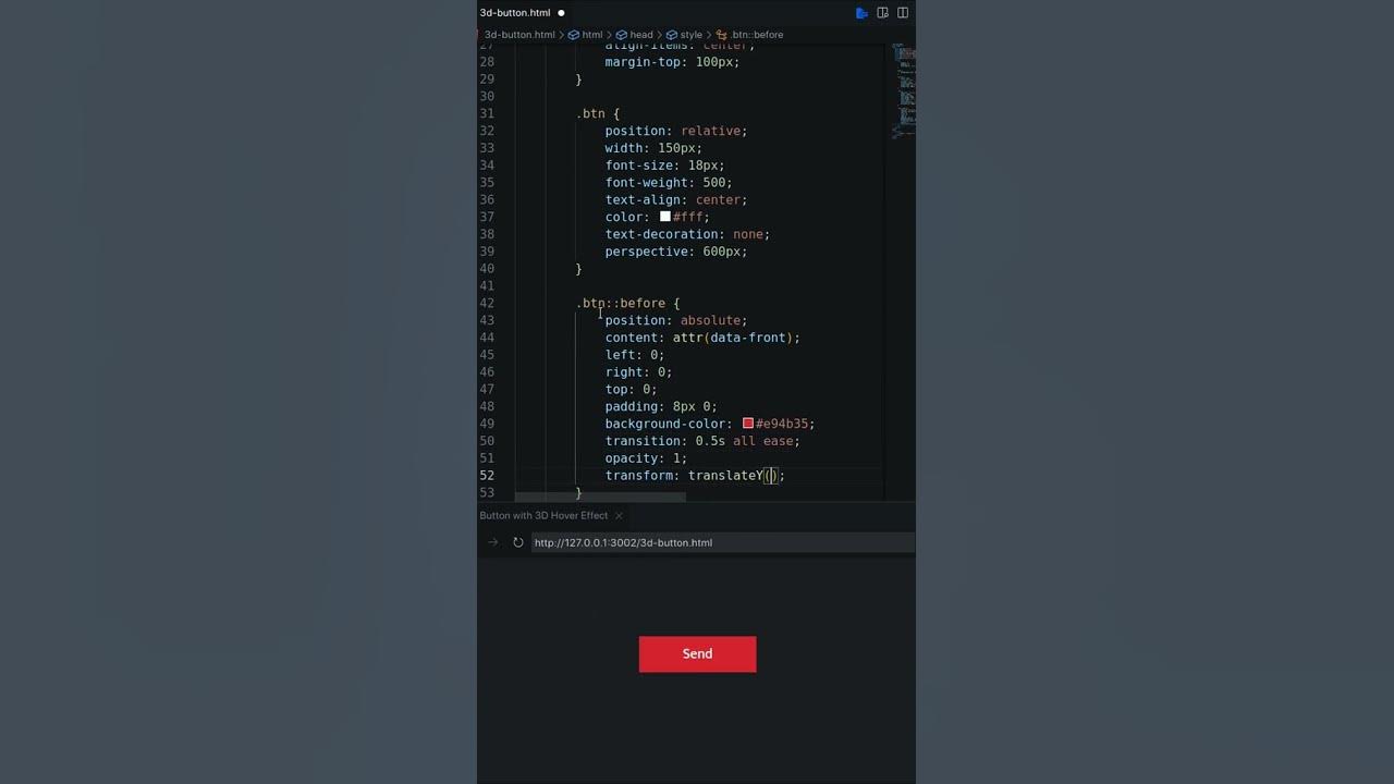 Add Depth To Your Website With A 3d Hover Effect Button Using Html And Css Geekboots Youtube
