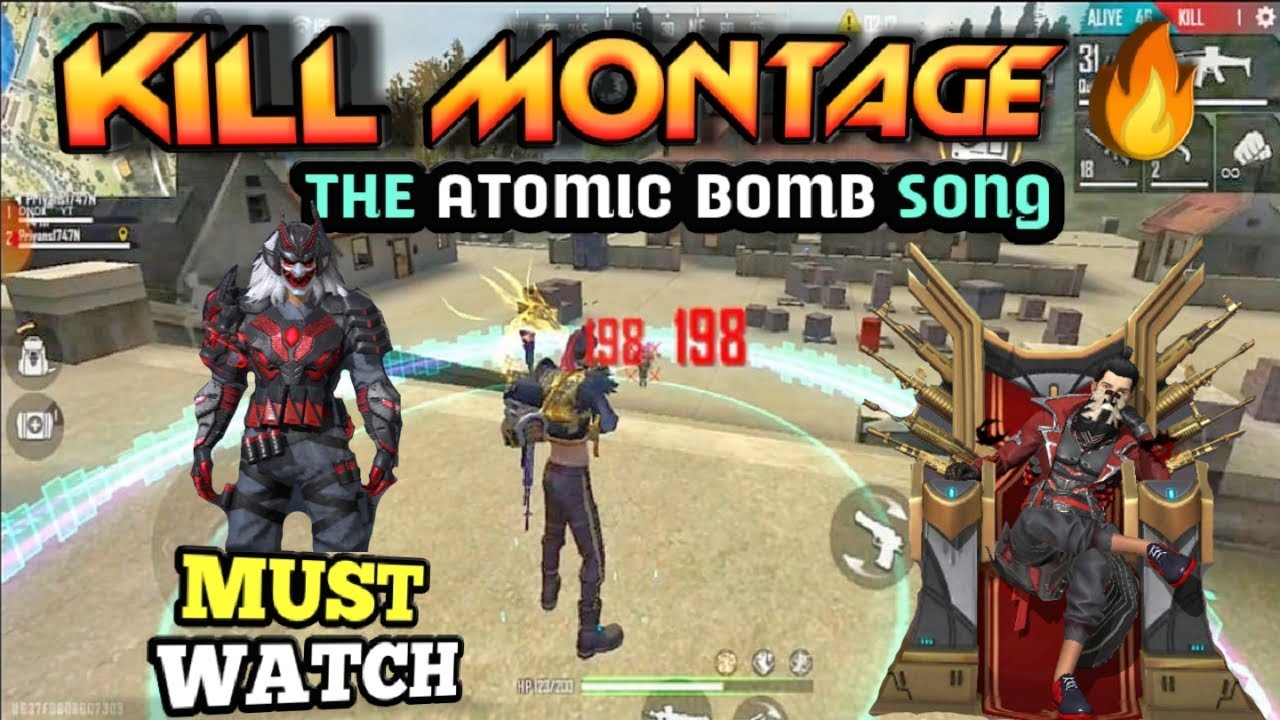 FREE FIRE KILL MONTAGE || THE ATOM BOMB SONG KILL MONTAGE - YouTube