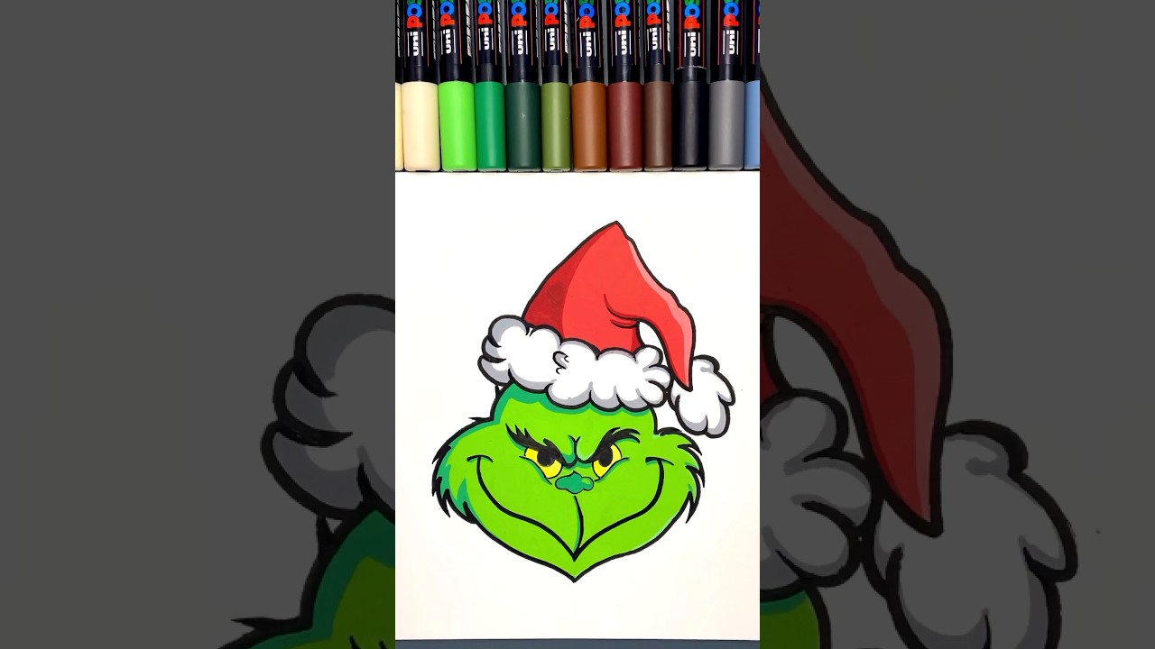 Drawing The Grinch with Posca Markers!! Mery Christmas Everyone 🎅 # ...