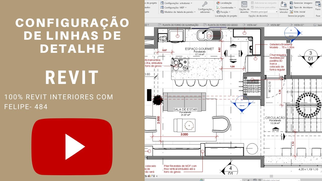 100% Revit Interiores Felipe- Aula 484 - CONFIGURAÇÃO DE LINHAS DE ...