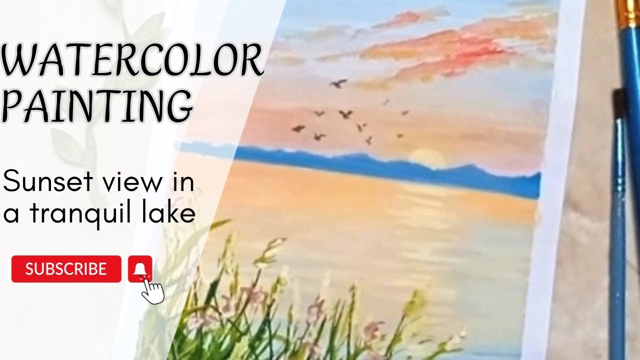Sunset view in a tranquil lake || step by step || for beginners ...