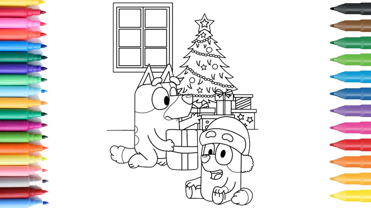How to Draw BLUEY at CHRISTMAS 🐶🎄🎁 | Drawings for CHILDREN | CHRISTMAS ...