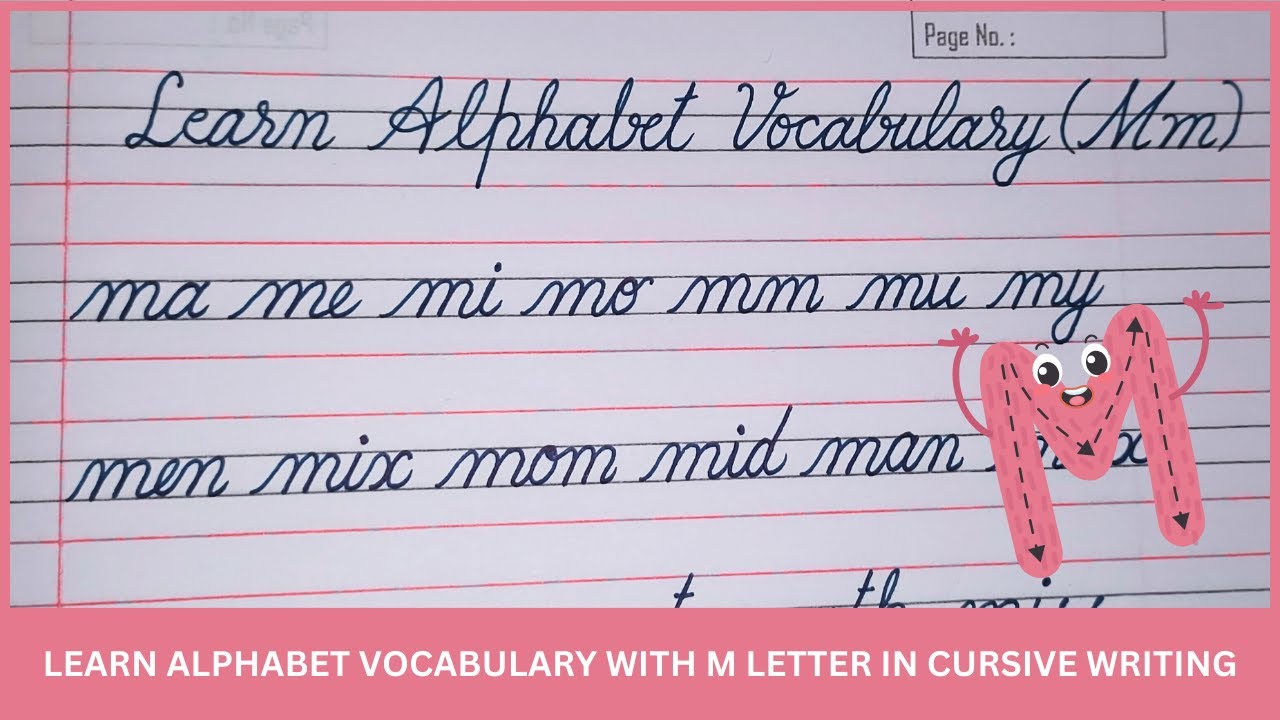 m letter words in cursive writing | learn alphabet vocabulary | cursive ...