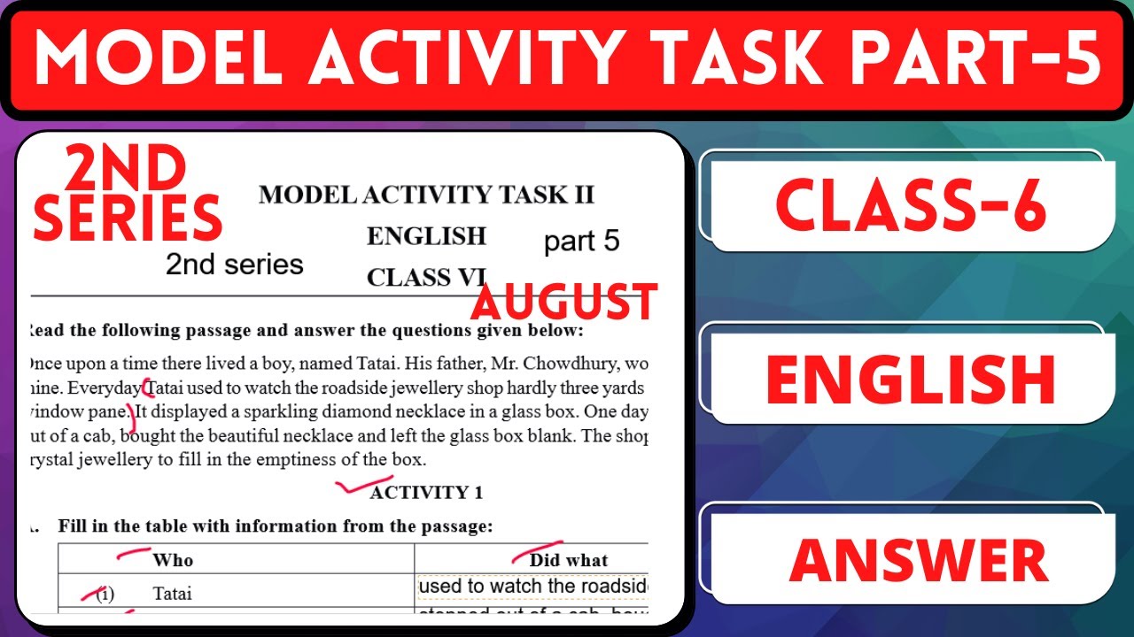Class 6 English Model Activity Task Part 5 | Class 6 English Model ...