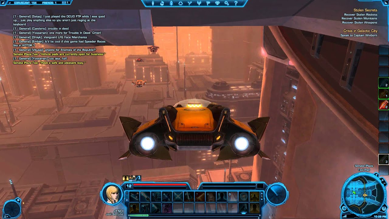 Star Wars: The Old Republic - taxi service on Coruscant. - YouTube