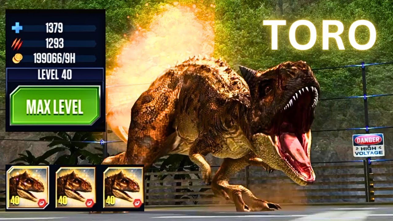 TORO 3X MAX LEVEL-40 (JURASSIC WORLD THE GAME) - YouTube