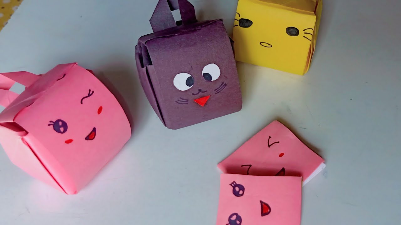 How to make a paper school bag / / easy origami step by step - YouTube