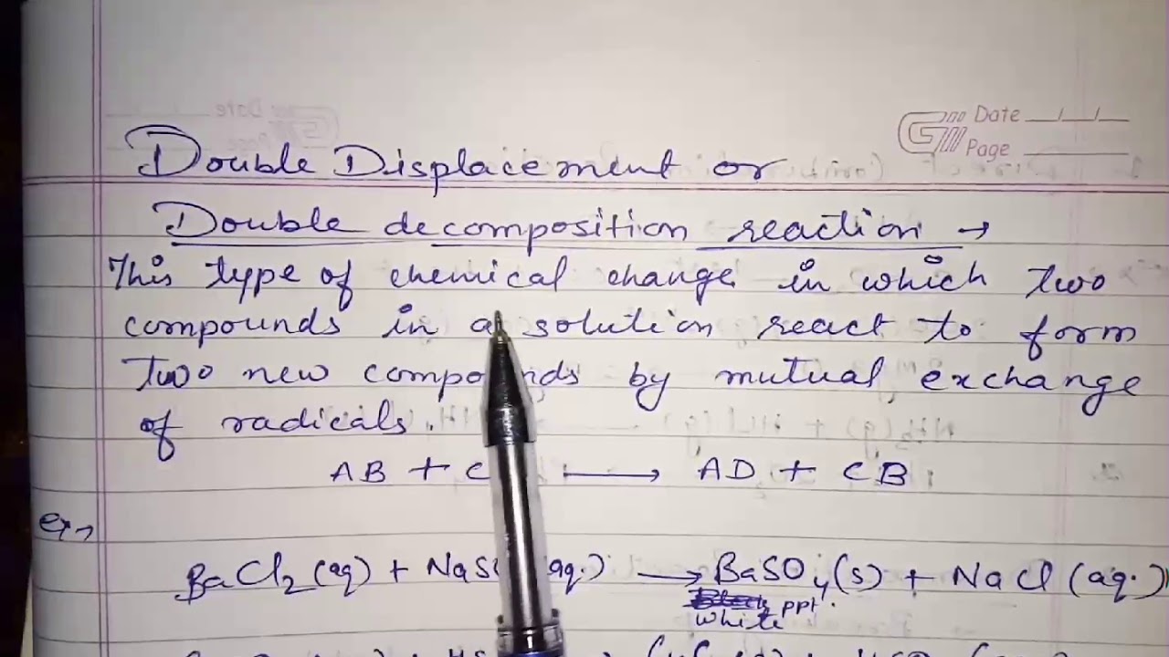 Double displacement or double decomposition class 10 - YouTube