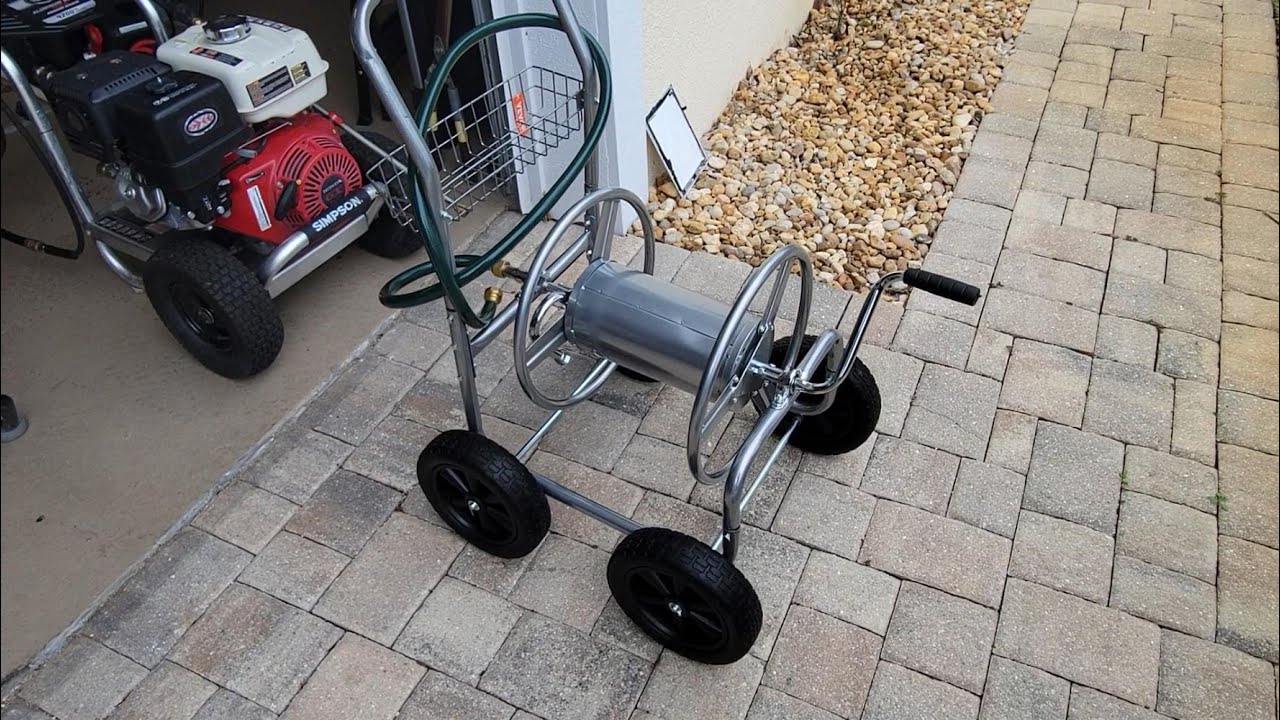 VEVOR metal garden hose reel cart review - YouTube