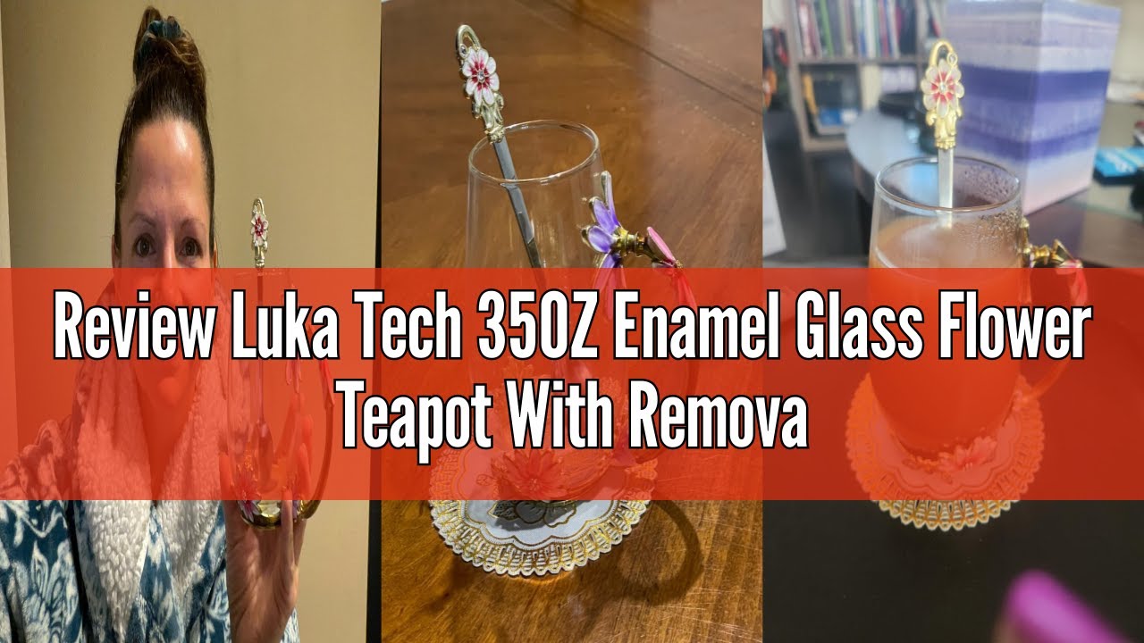 Review Luka Tech 35OZ Enamel Glass Flower Teapot With Removable Loose ...