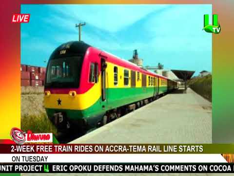 2-week free train rides on Accra-Tema rail line starts on Tuesday - YouTube