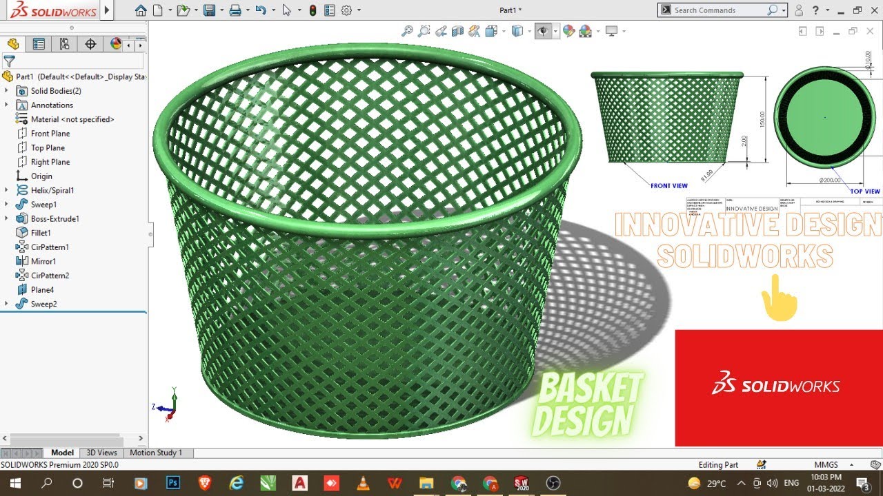 Solidworks Tutorials| Basket Design In Solidwork | #solidworks | # ...