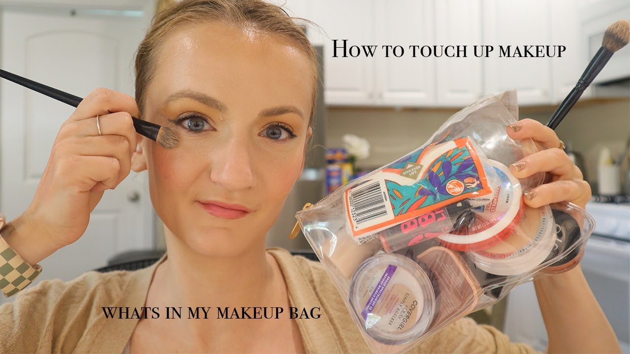 whats in my on the go makeup bag + how to touch up your makeup - YouTube