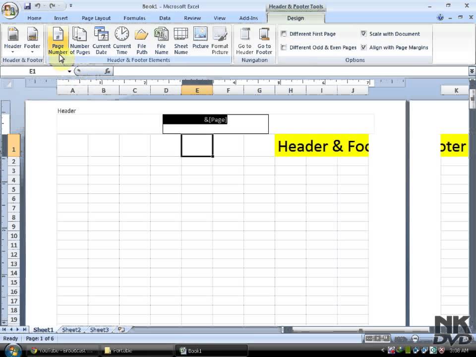 Lesson 59 The Header Footer Microsoft Office Excel 2007 2010 free ...