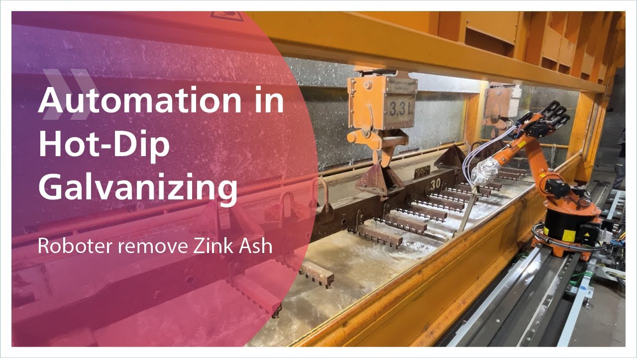 Robot removes zinc ash – Automation in hot-dip galvanizing - YouTube