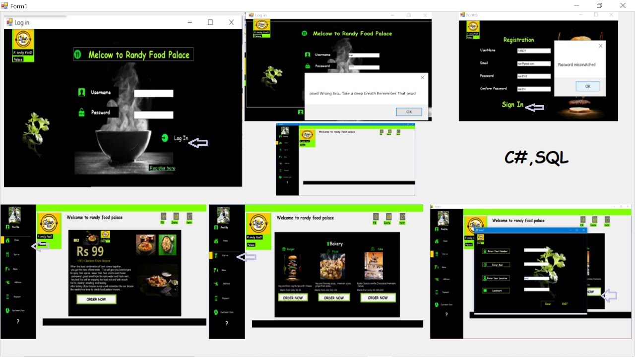 C# project Food delivery desktop application with login ,registration ...