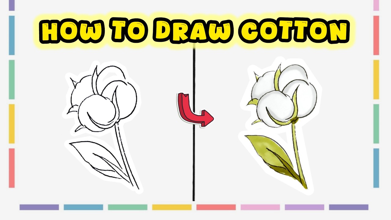 How to Draw Cotton – Simple Drawing Tutorial with Colorful Markers ...