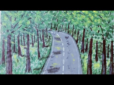 Easy way to draw A forest scene - YouTube