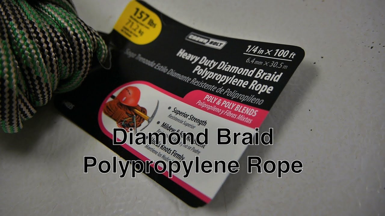 Crown Bolt Polypropylene Rope w/ Diamond Braid Synthetic Poly Blend ...