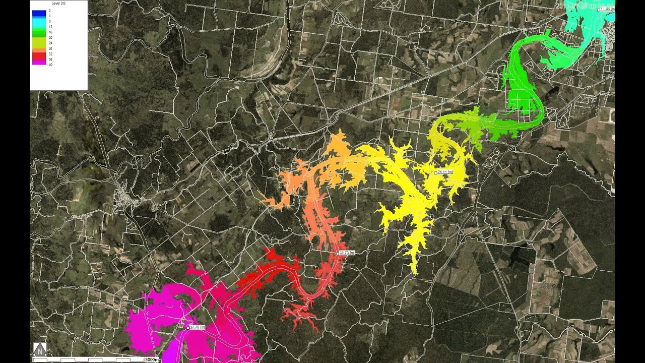 Wallaville to Branyan Flood Animation Flood Levels - YouTube