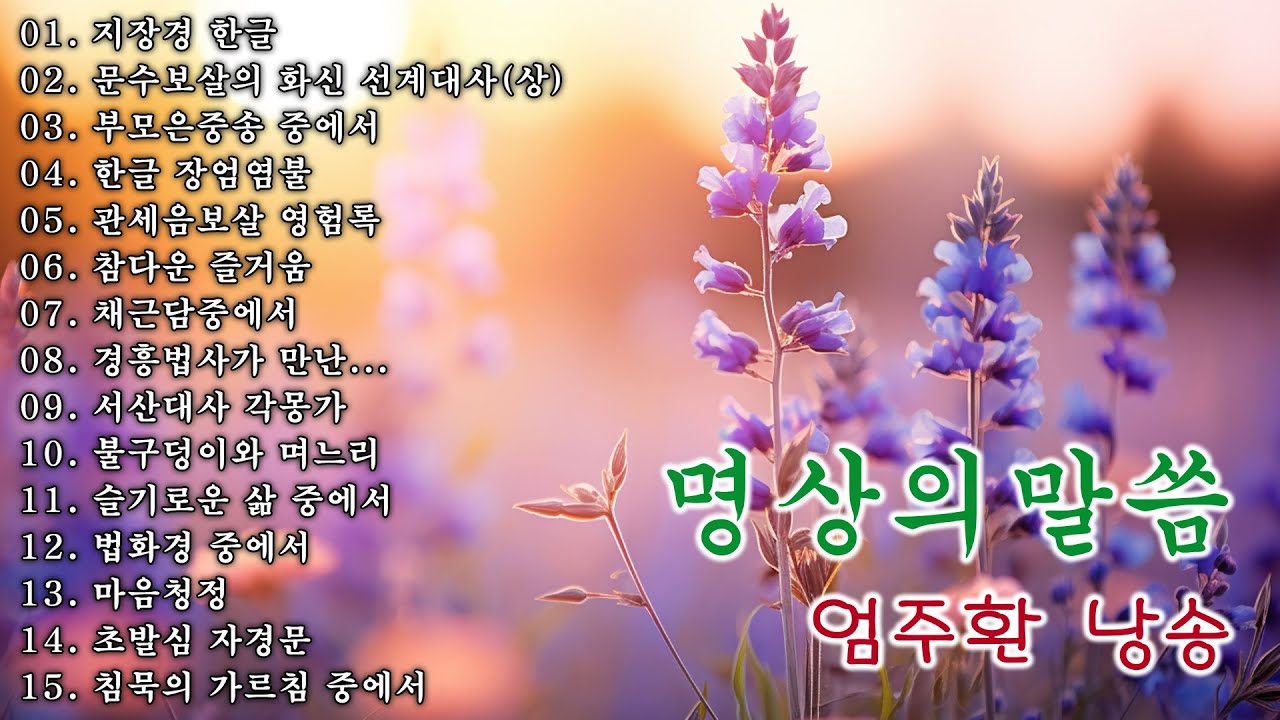 명상의말씀 지장경 한글 문수보살의 화신 선계대사상 부모은중송 중에서 한글 장엄염불 관세음보살 영험록 참다운 즐거움 채근담중에서 엄주환 낭송