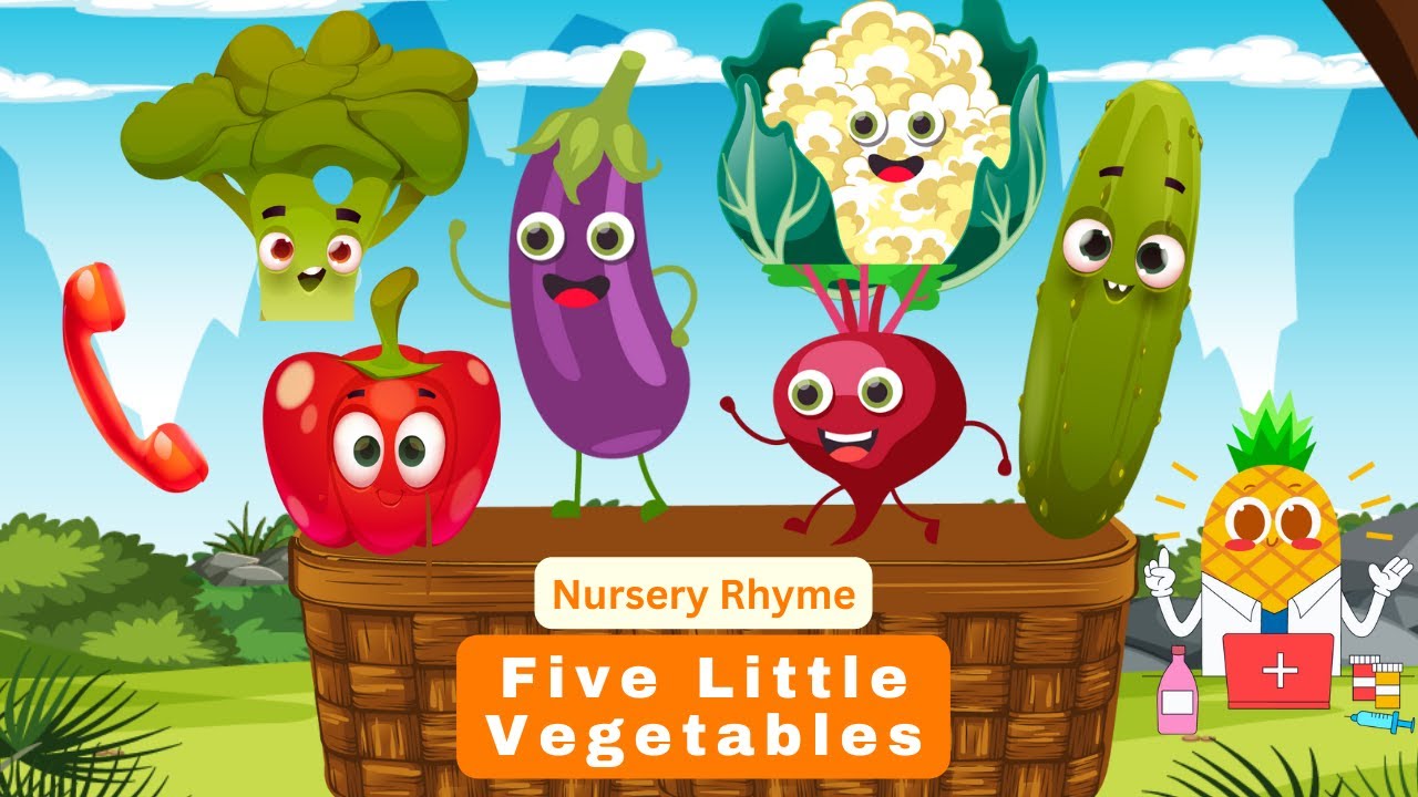 Five little Vegetables jumping on the bed | Learn Vegetables ...