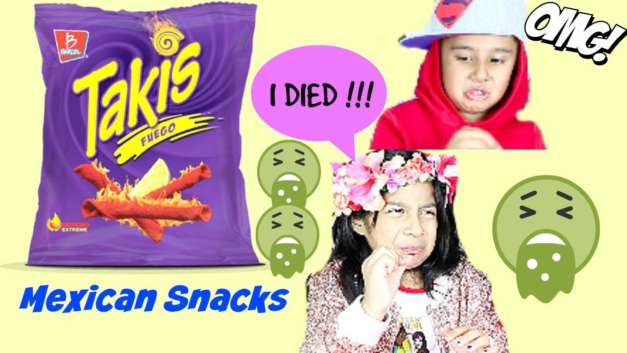 Mexican Takis snack!! super HOT! Kids review - YouTube