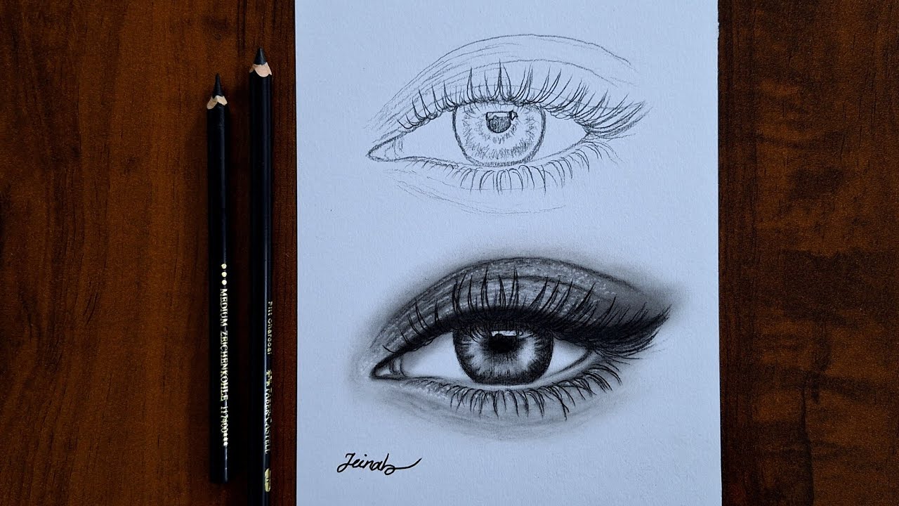 how to draw eyes realistic with pencil - YouTube