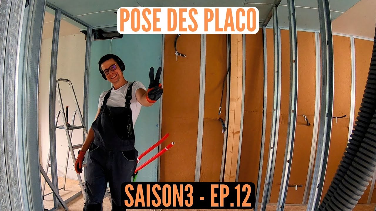S3E12 RENOVATION GRANGE: UNE BELLE ETAPE : JE POSE LE PLACO SUR TOUS ...